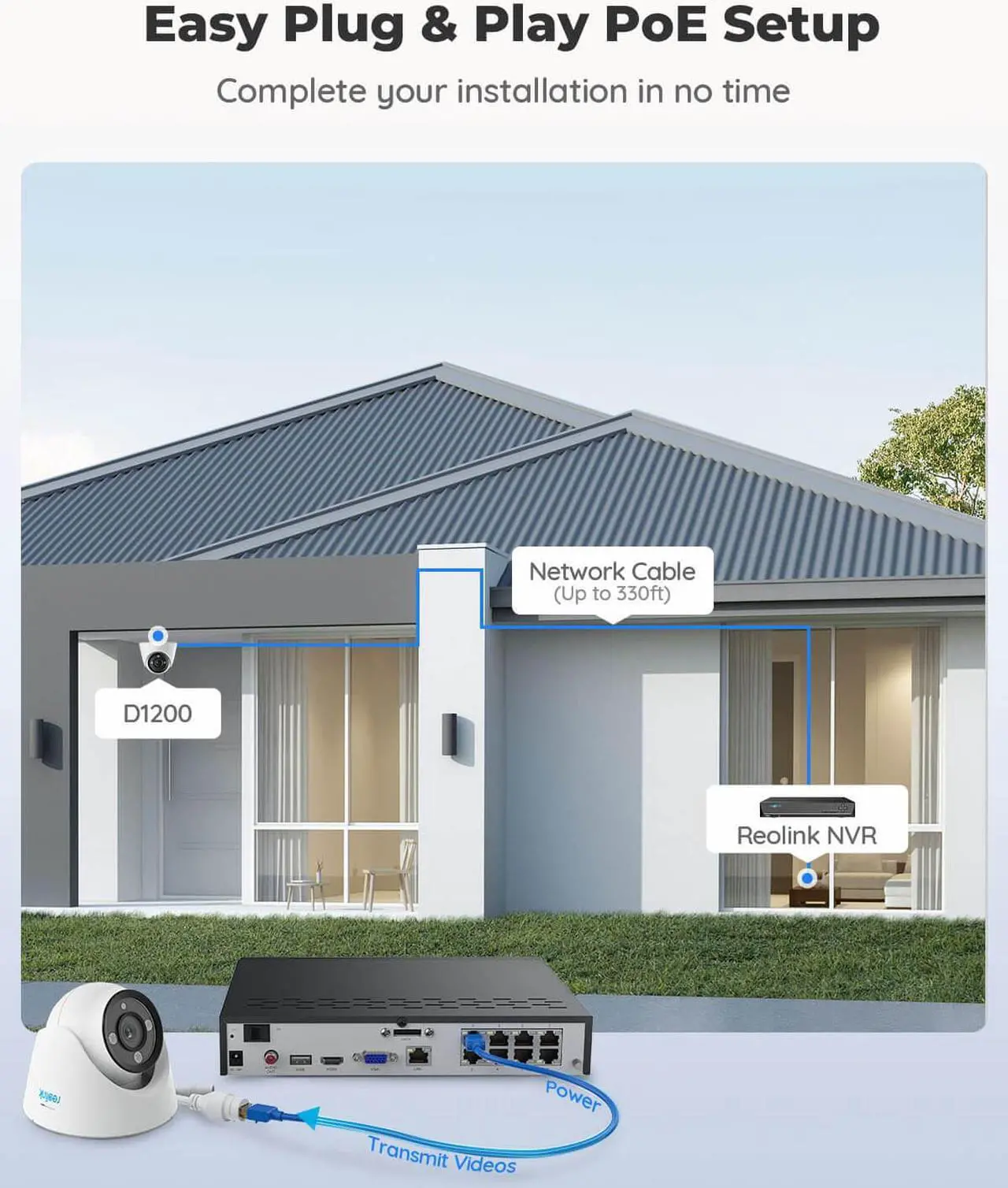 REOLINK RLK8-1200D4-A 12MP 8CH PoE Security System, 4pcs H.265 12MP Domes Cameras Wired, Person ...