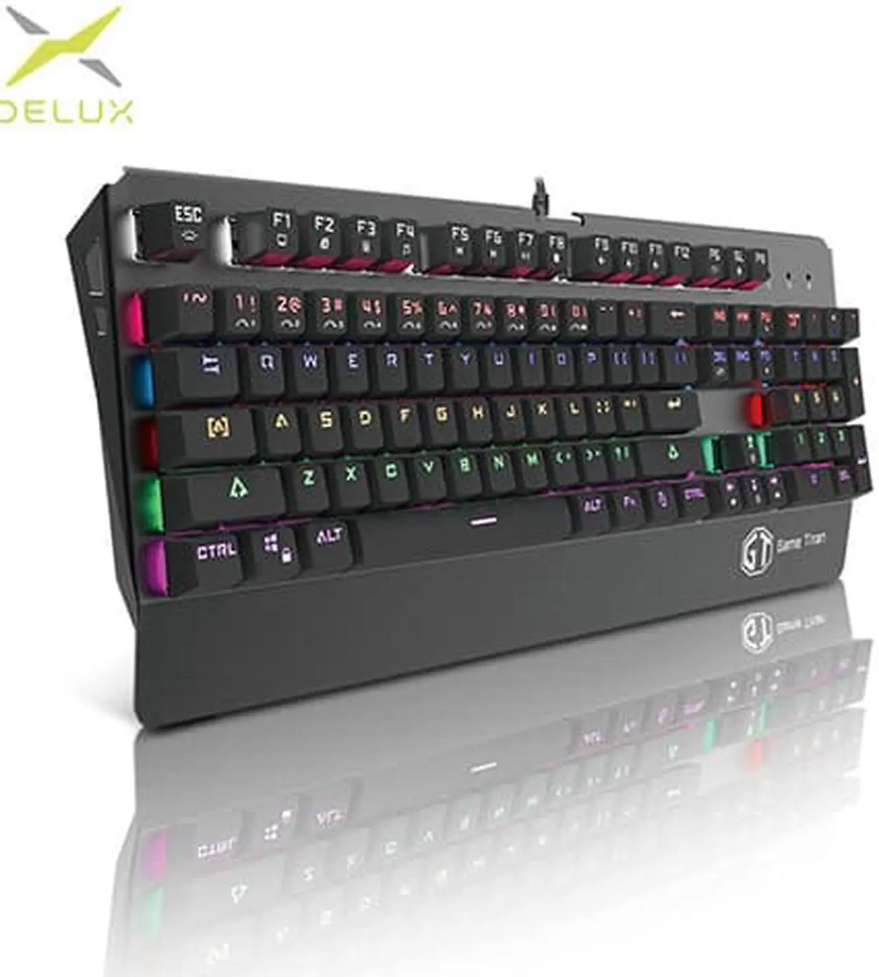 Delux KM06 Wired RGB Gaming Mechanical Keyboard 104 Standard Suspended ...