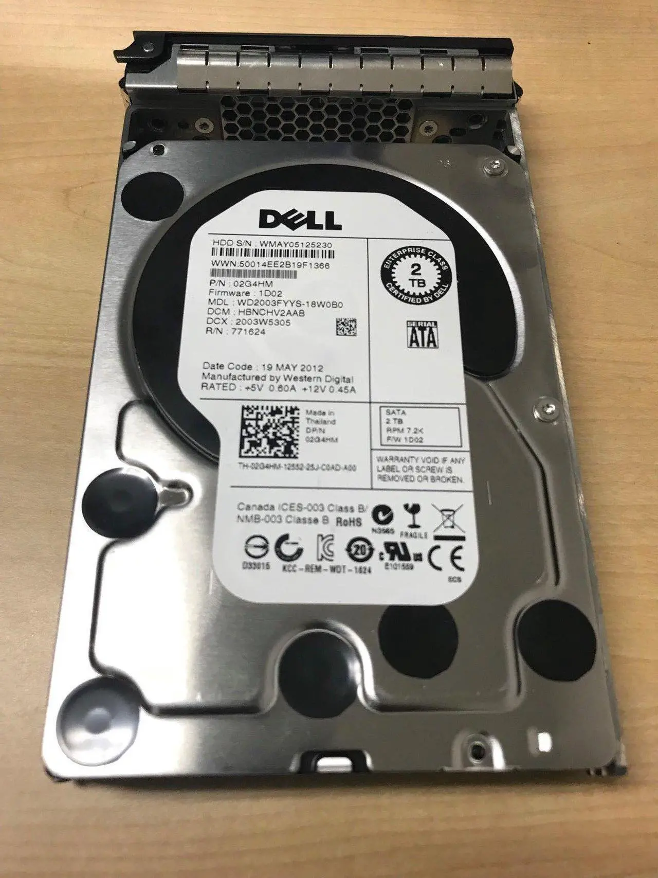 Refurbished: 2G4HM Genuine DELL 2TB 3.5 7.2K 6G LFF SATA HDD WD2003FYYS ...