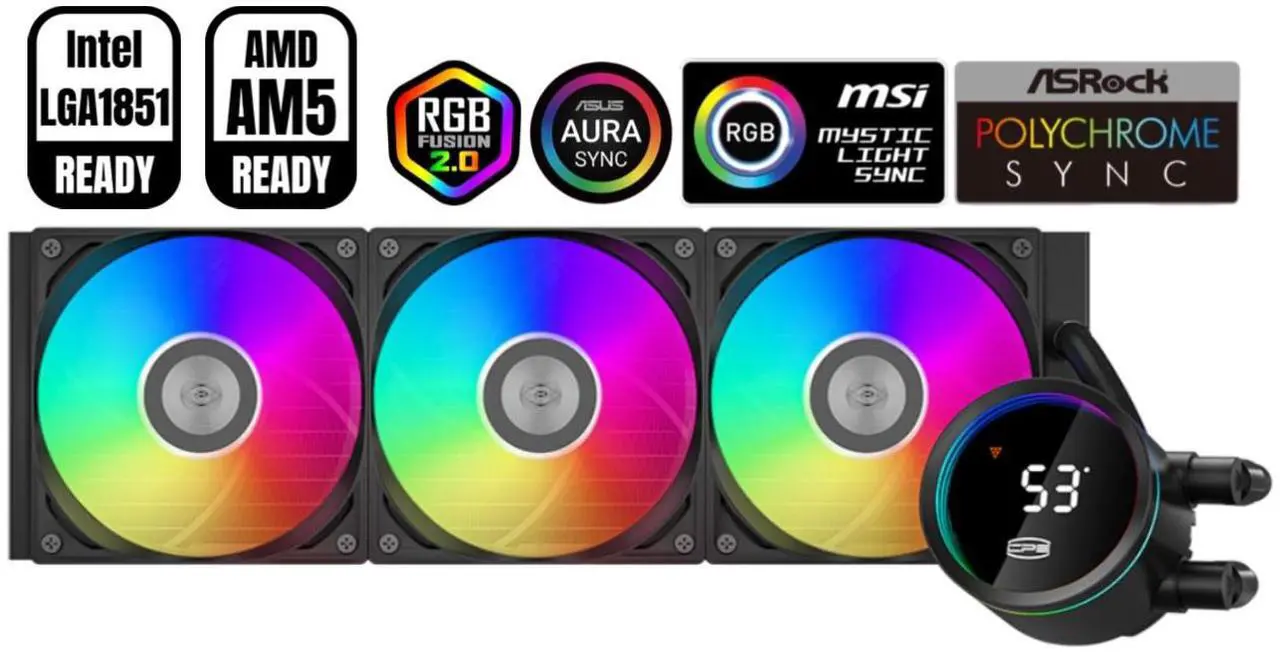 PCCOOLER CPS DA360 Pro ARGB Digital AIO CPU Liquid Cooler, 360mm Radiator, 300W TDP, 270 ...