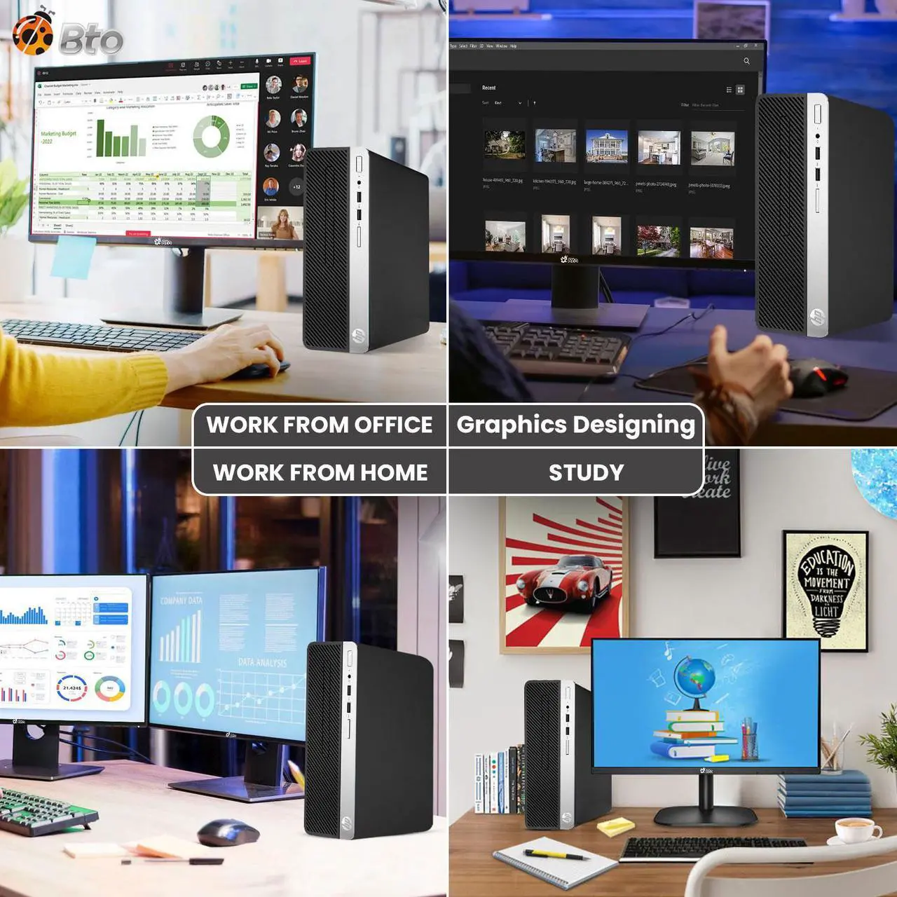 Refurbished: HP G3 Desktop Computer PC SFF Intel Quad Core i5-6500 ...