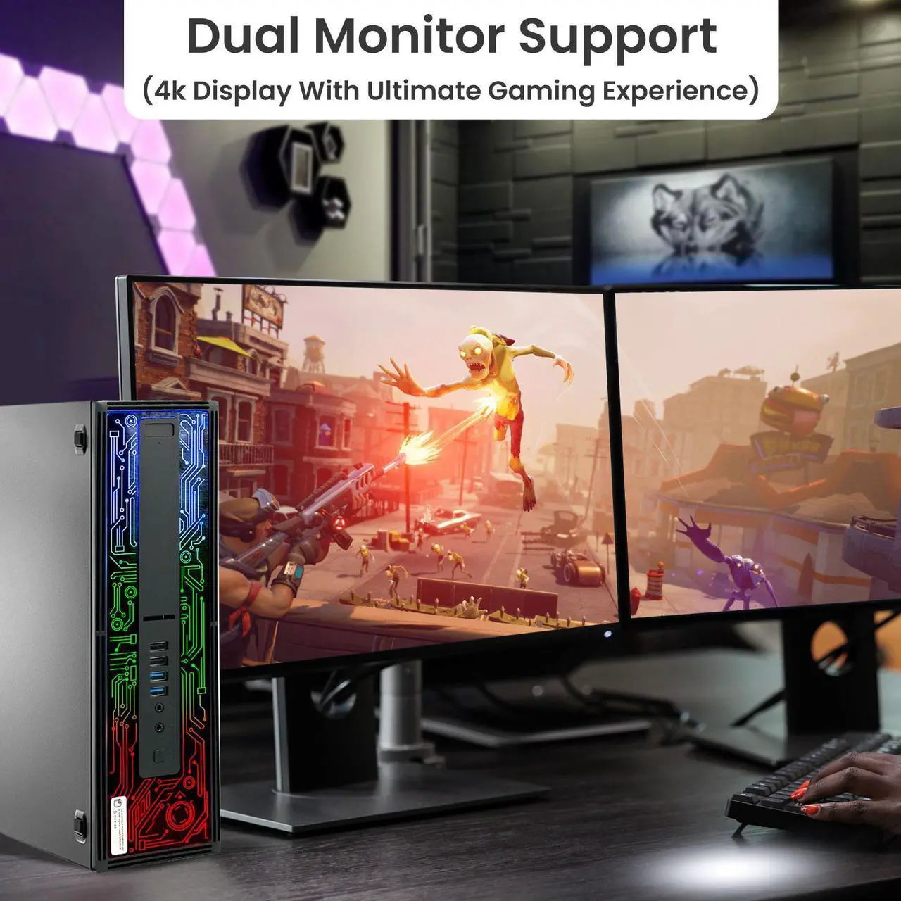 Refurbished: HP ProDesk RGB Gaming PC i5-6500 16GB 1TB SSD 24" LED ...