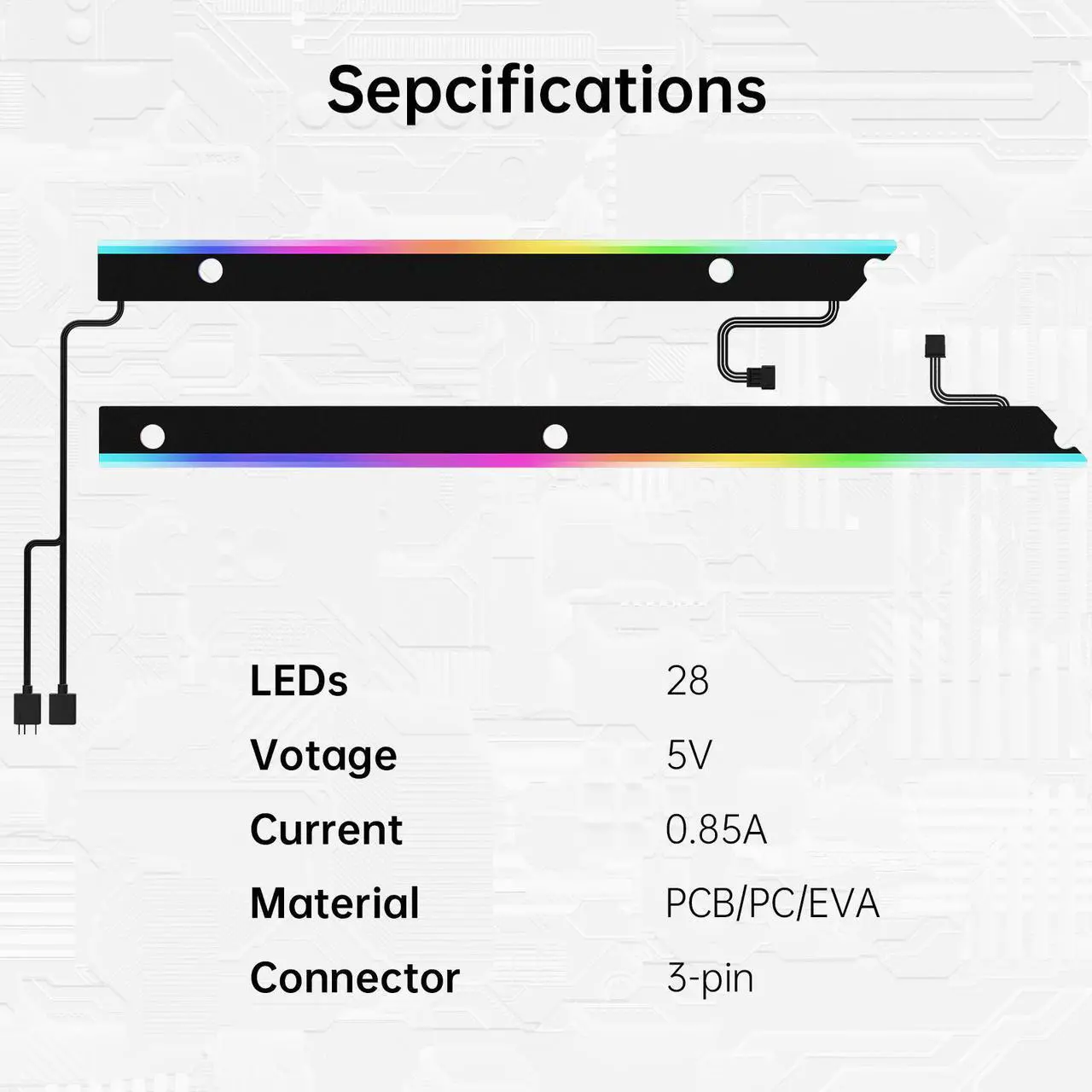 ASIAHORSE ARGB Light Strip for Motherboard, 28 Independent Addressable ...