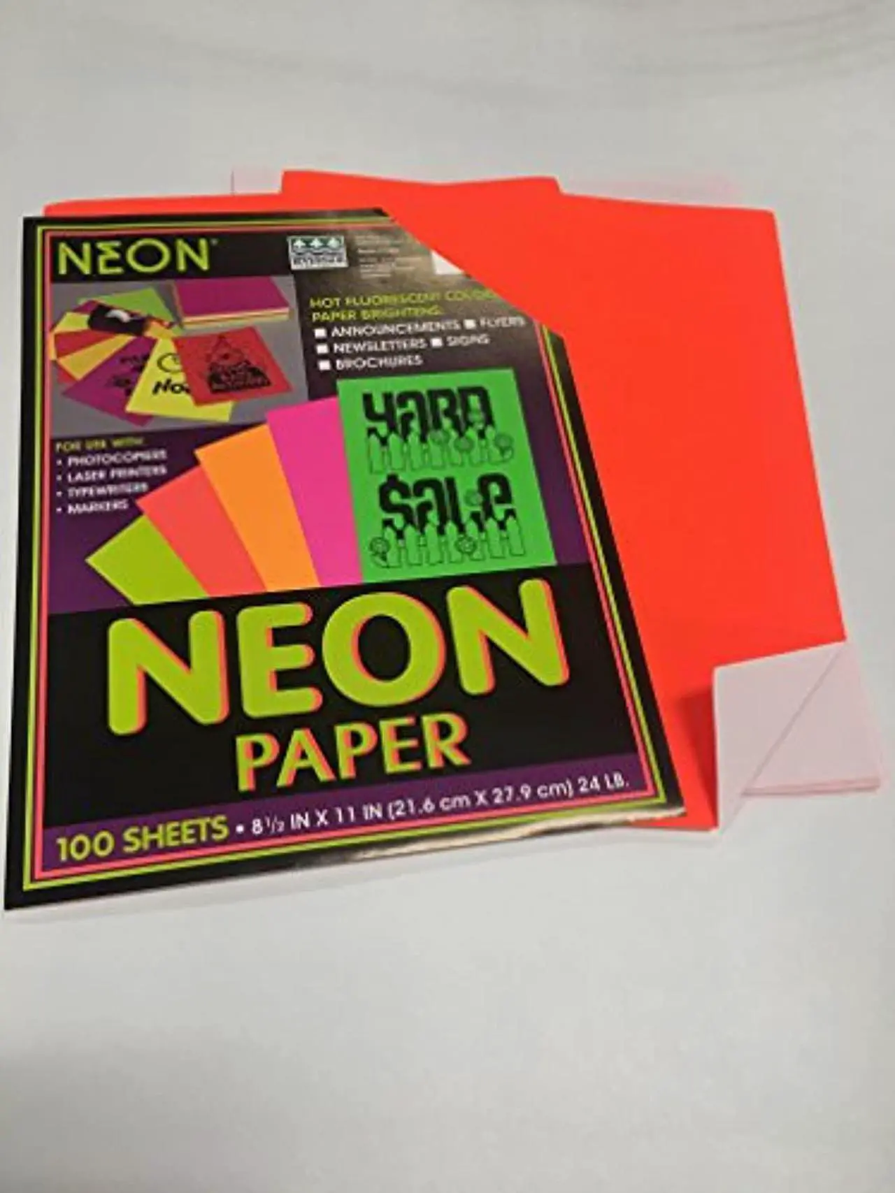 Pacon Neon Bond Paper 24 lb. 100 Sheets 8-1/2"x11" Neon Red 104315 ...