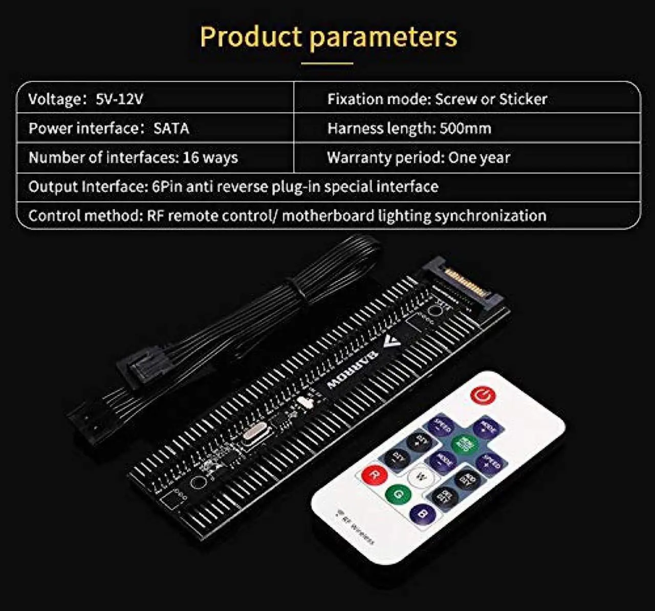 Barrow 16 Way SATA Power, 6Pin - 5v RGB Controller with Remote - Newegg.com