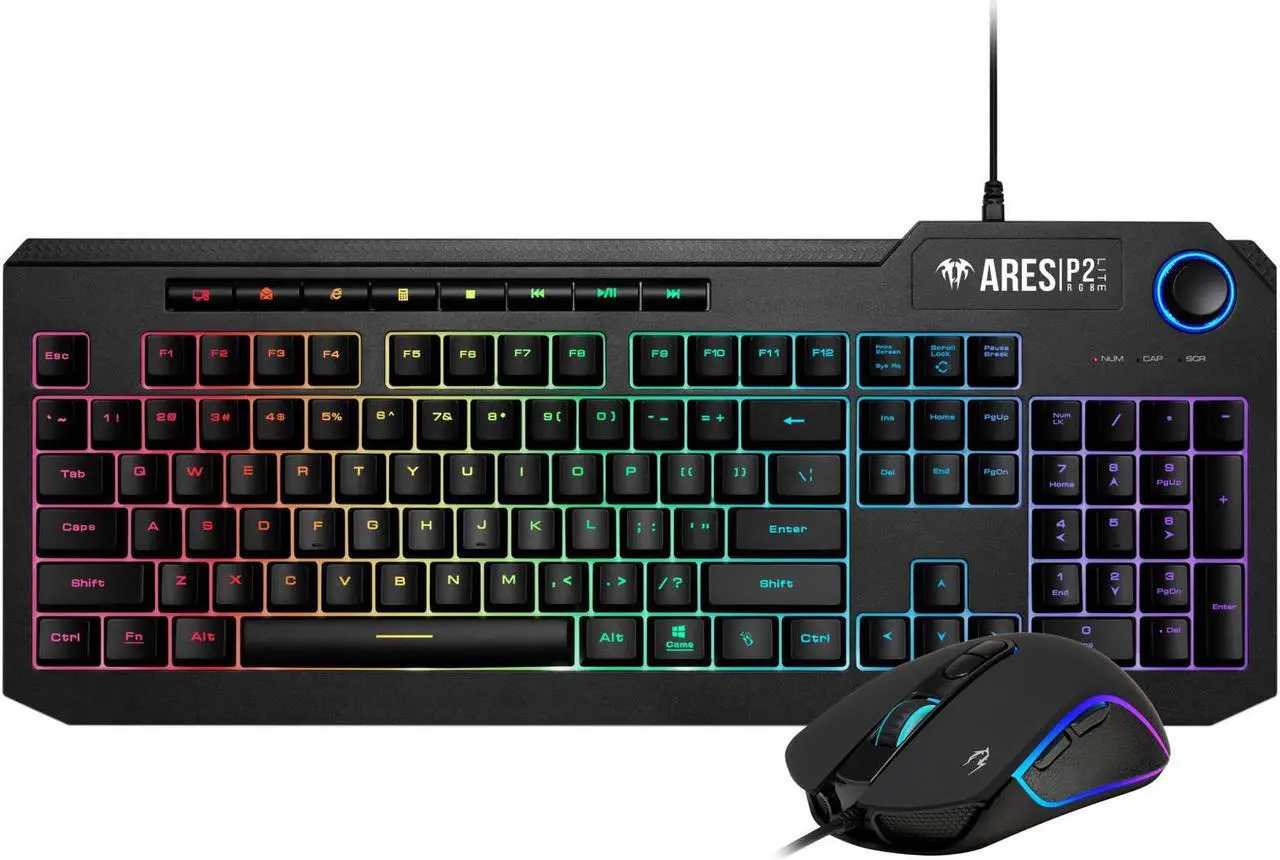 Gamdias ARES P2 LITE, rgb keyboard mouse combo, backlit, volume control ...
