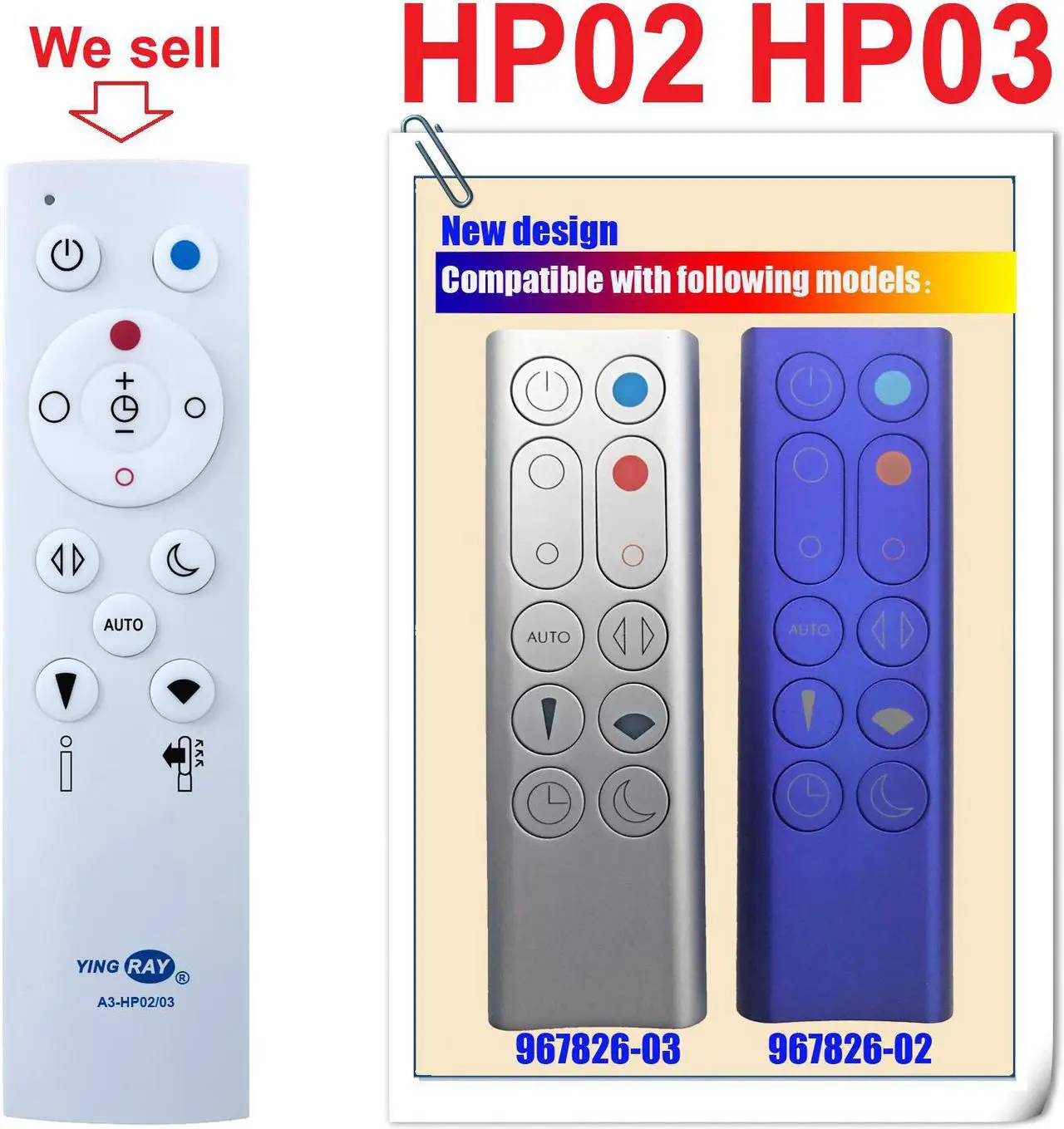 (A3-HP02/03) Replacement DYSON Remote Control 967826-02 967826-03 for ...