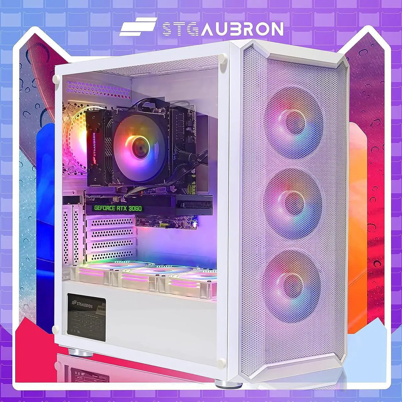 STGAubron Gaming Desktop PC,AMD Ryzen 7 5700X up to 4.6G,GeForce RTX ...