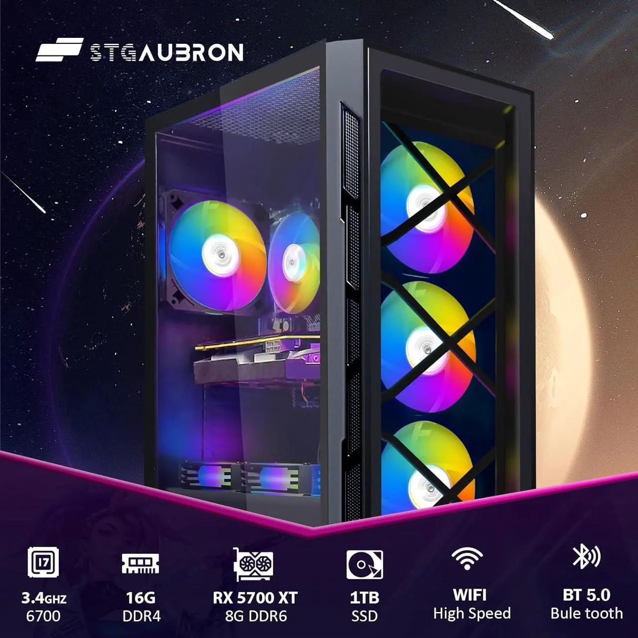 STGAubron Gaming Desktop PC, Intel Core i7-6700 up to 4.0G, 16G DDR4 ...