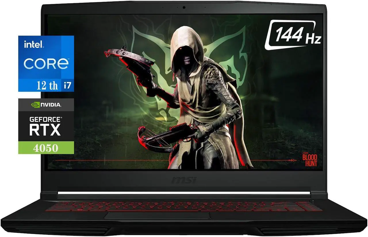 MSI GF63 Thin Gaming Laptop, 15.6" FHD IPS 144Hz, 12th Gen Intel 10 ...