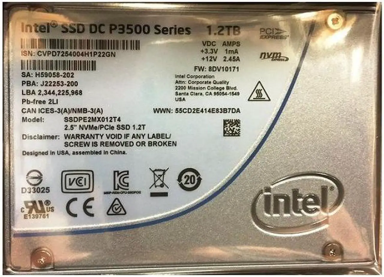 Intel DC P3500 Series 2.5" 1.2TB PCI-Express 3.0 MLC Internal Solid State Drive (SSD ...