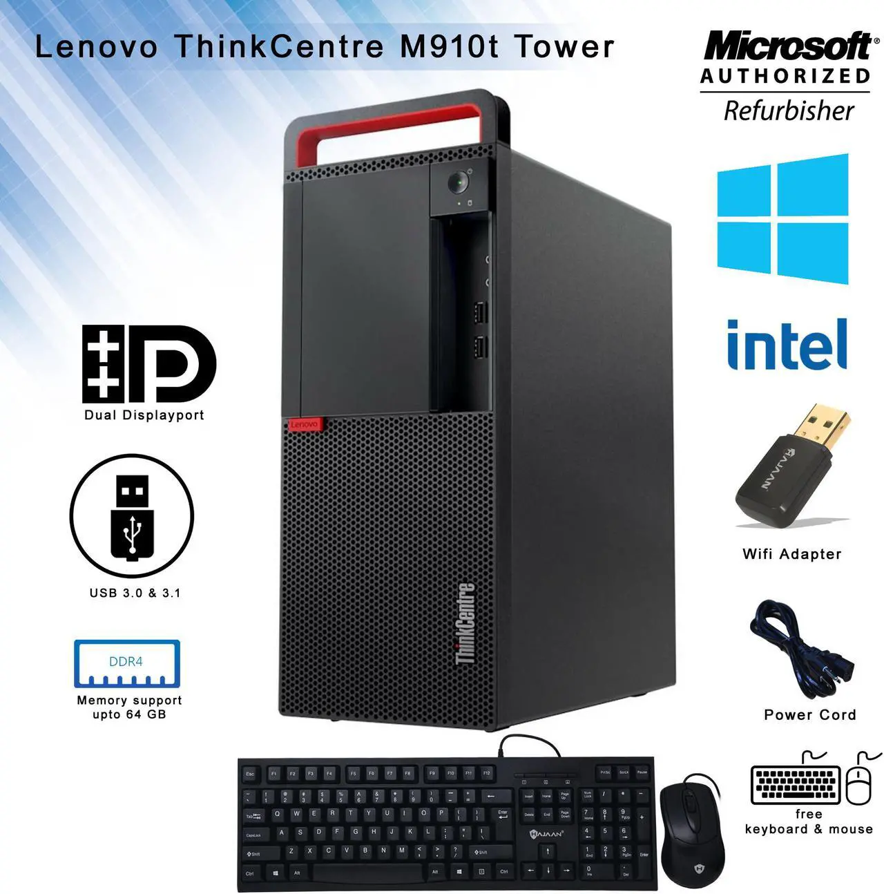 Refurbished: Grade A Business Desktop - Lenovo ThinkCentre M910t Tower ...