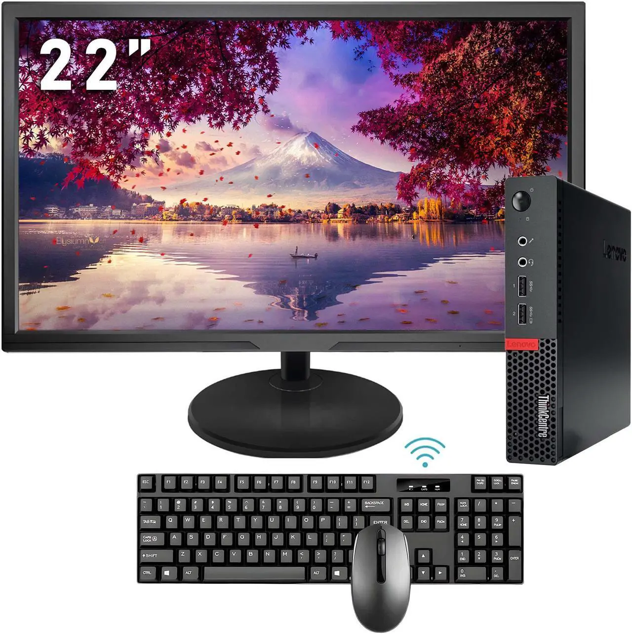 Refurbished: Lenovo Thinkcentre M910x Tiny, 22-inch Monitor, Intel Core ...