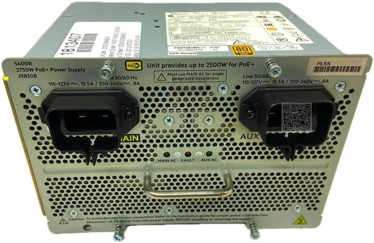 Refurbished: HPE 5400R (2750W) PoE+ zl2 Power Supply 0957-2415 DCJ28002 ...