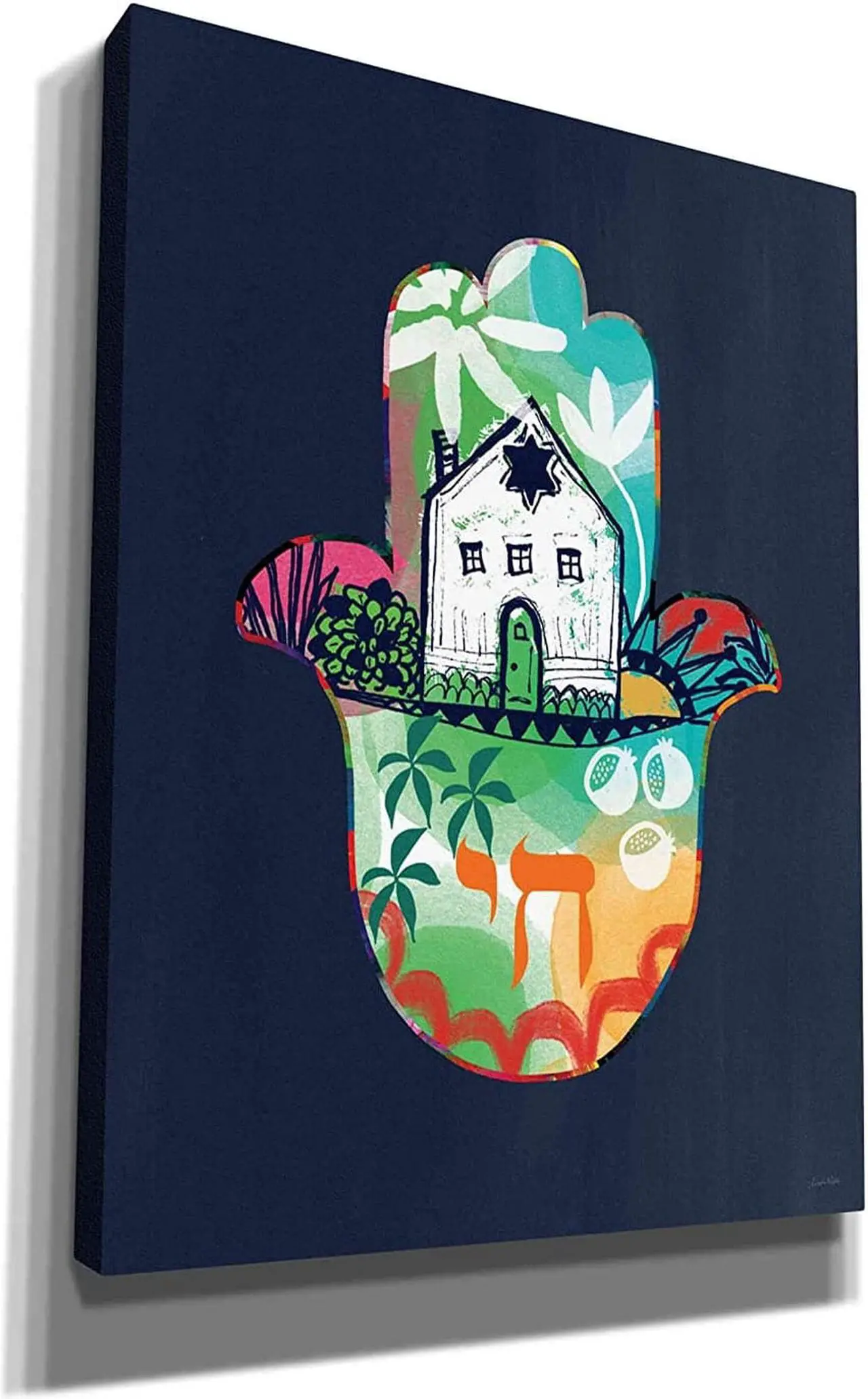 Epic Graffiti Colorful Home Hamsa by Linda Woods Giclee Canvas Wall Art ...