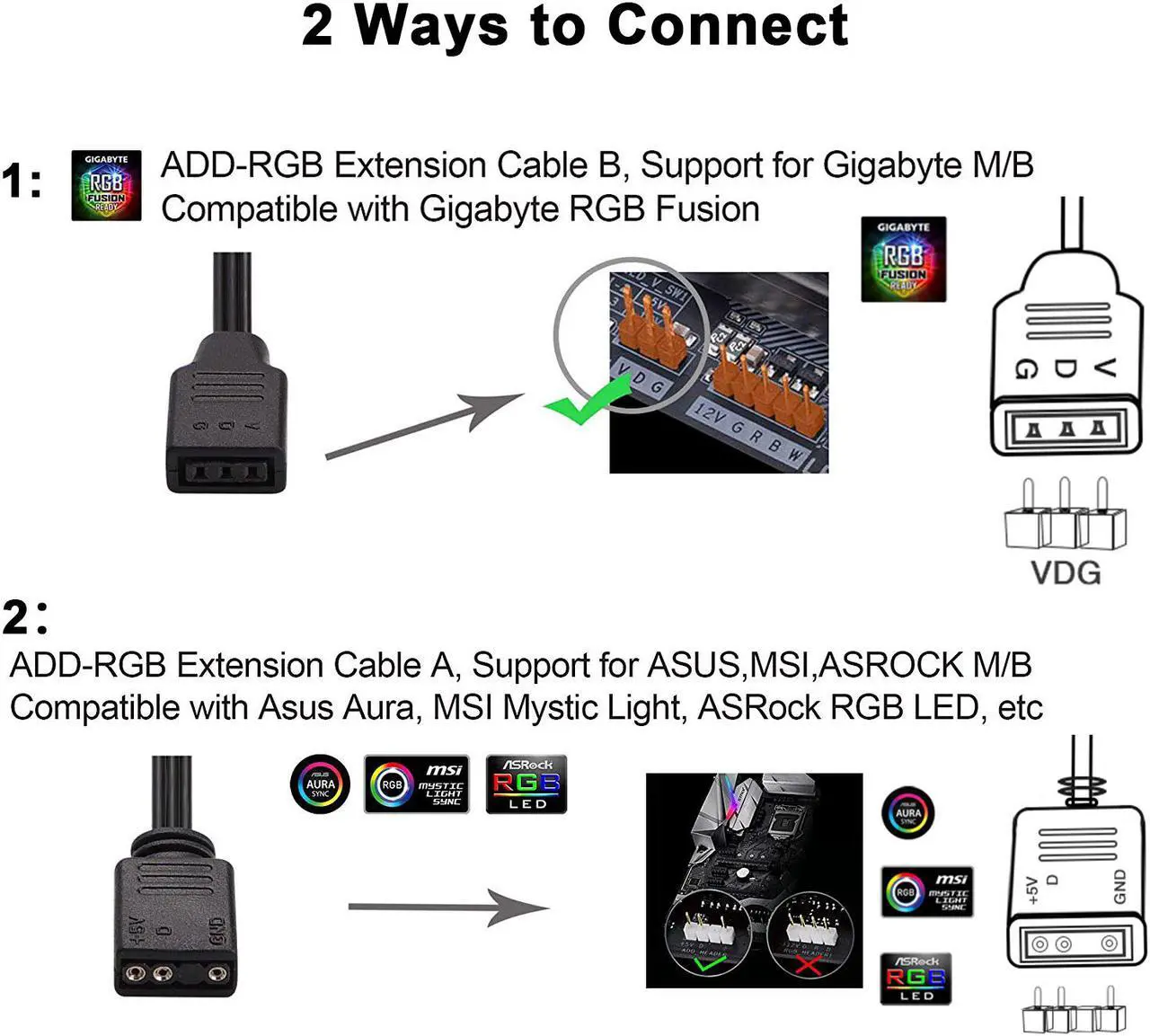 Airgoo NEON Addressable RGB PC LED Light Strips, 2x15.7inch WS2812B ...