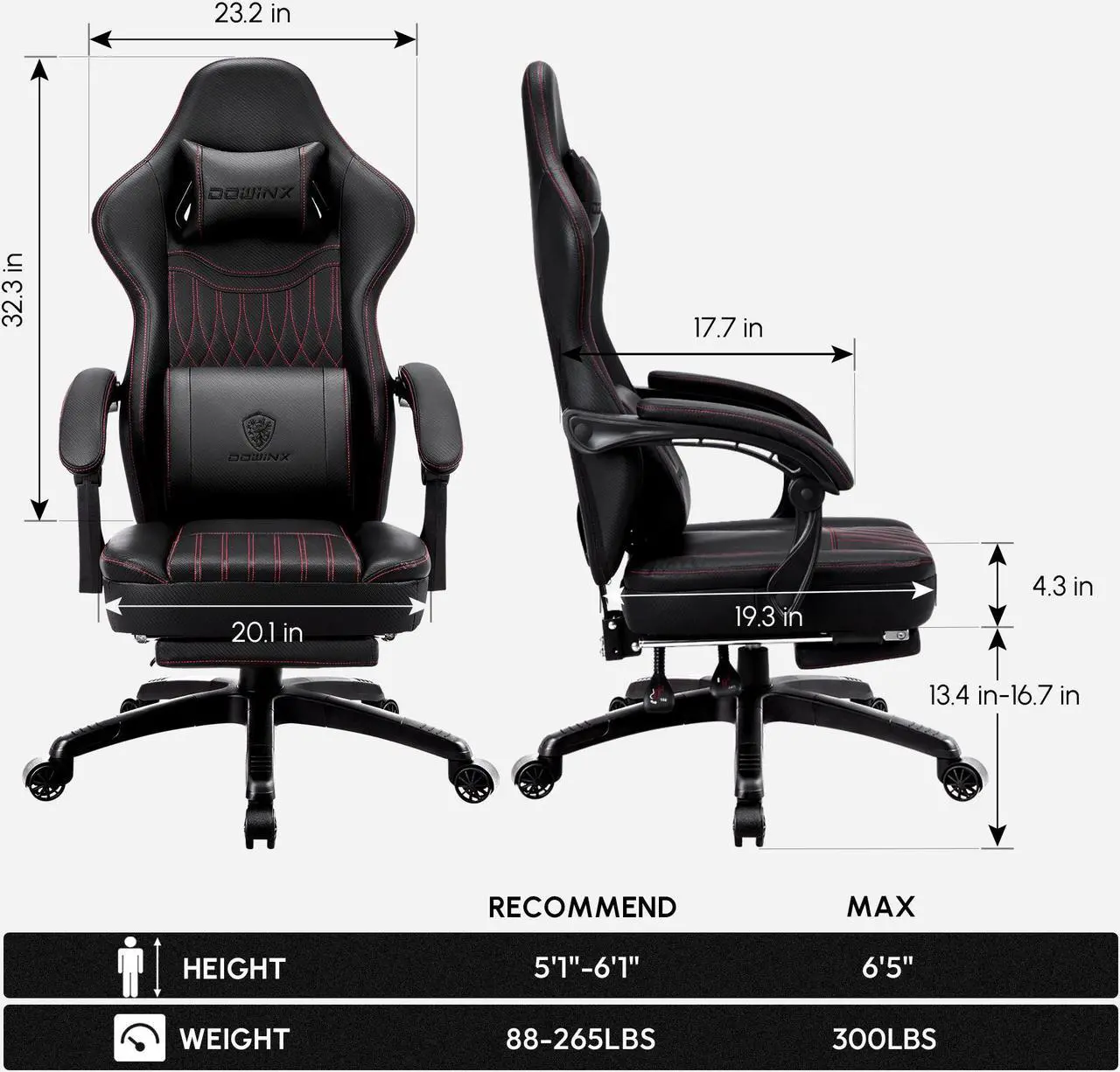 Dowinx Gaming Chair with Pocket Spring Cushion Vintage Style ...