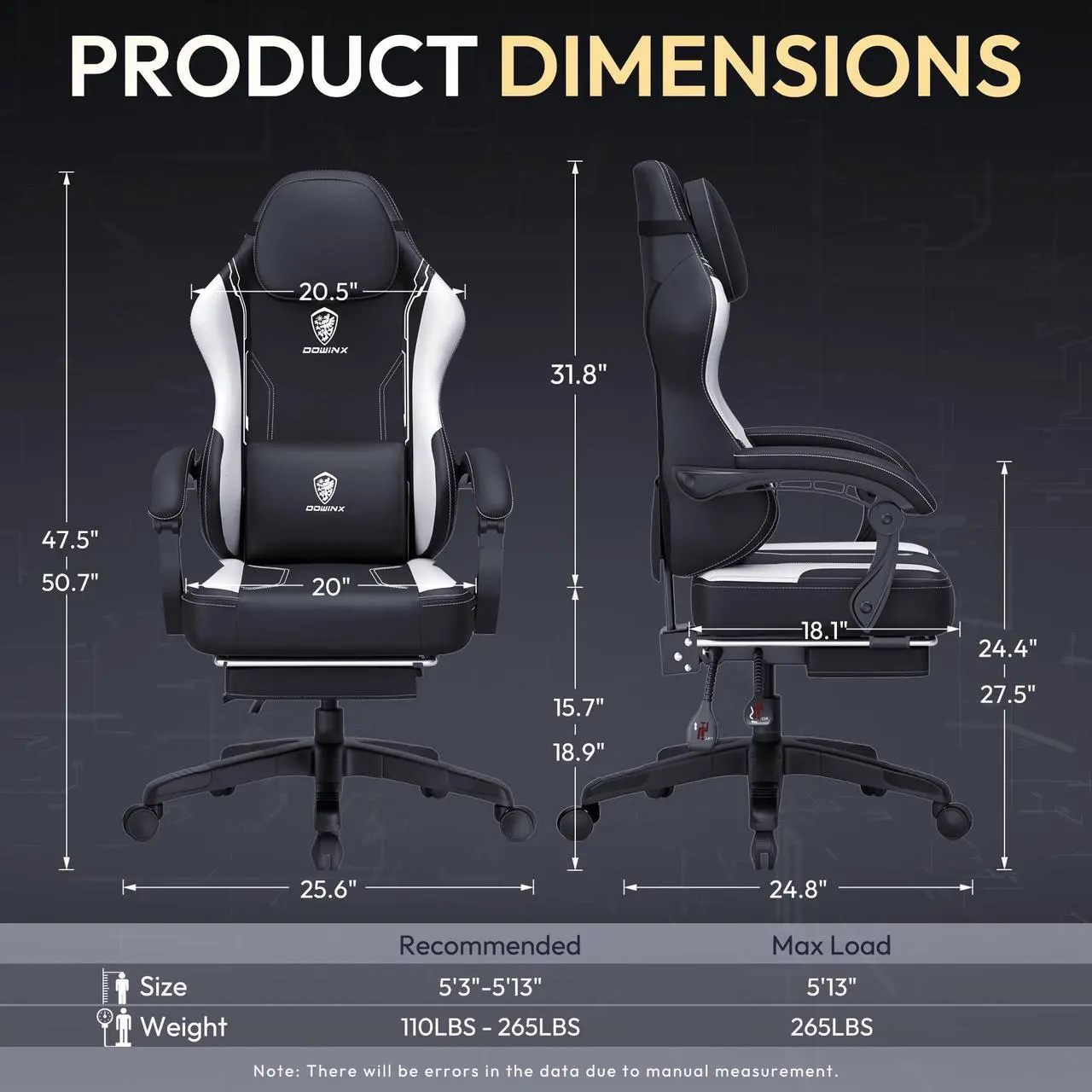 Dowinx Gaming Chair with Pocket Spring Cushion, Ergonomic Computer ...