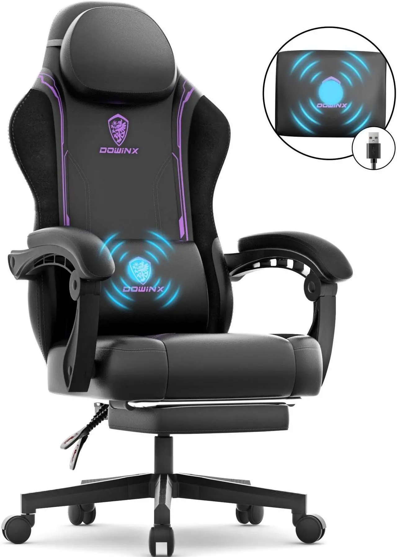 Dowinx Gaming Chair with Pocket Spring Cushion, Ergonomic Computer Chair with Footrest and ...