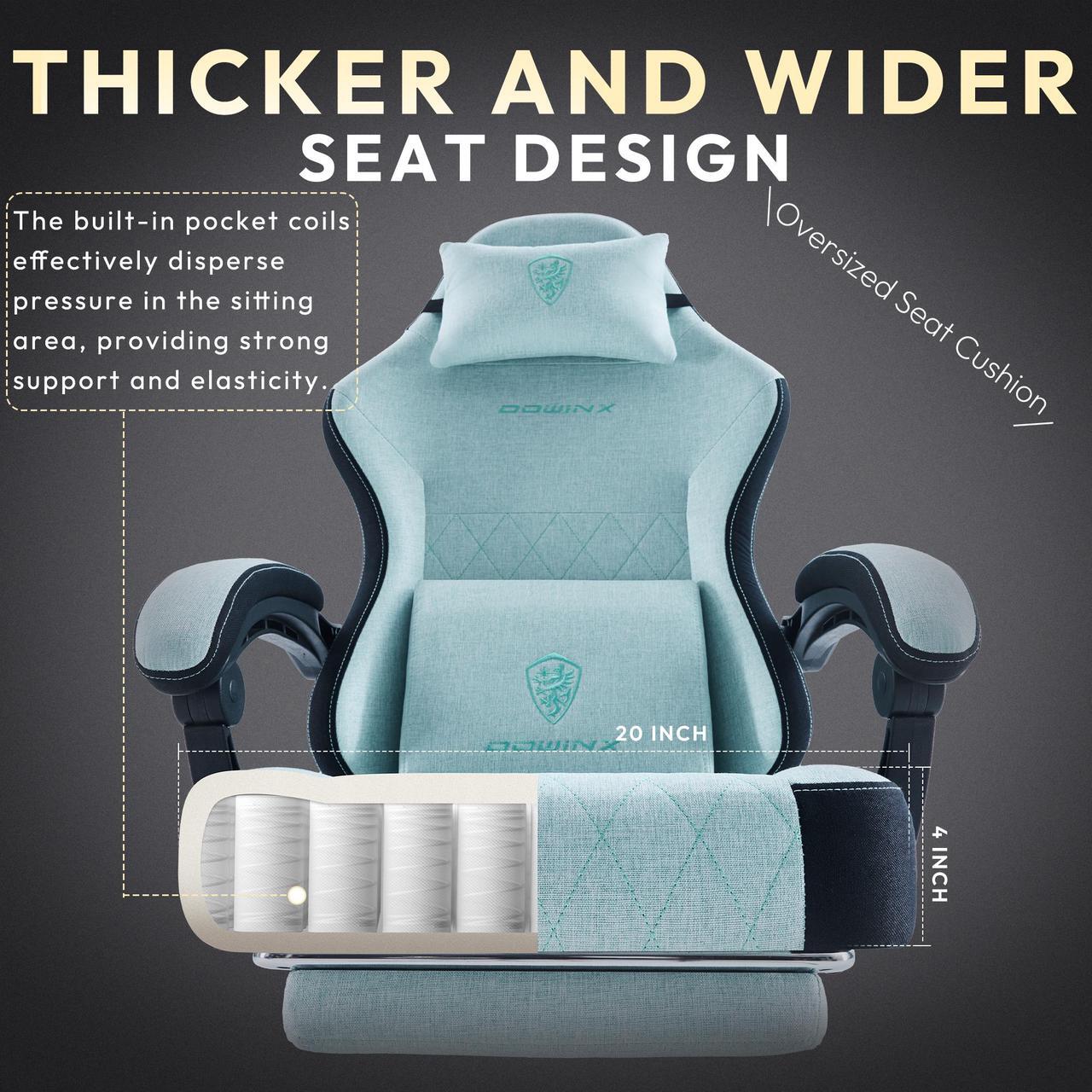 Green Gaming Chair Misolant Fabric Gaming Chair With Footrest ...