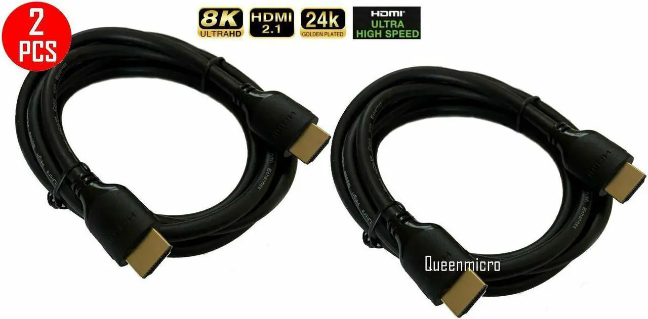 2 Pack 3ft Shielded HDMI 2.1 4K 8K Ultra High Speed Cable ARC Ethernet ...