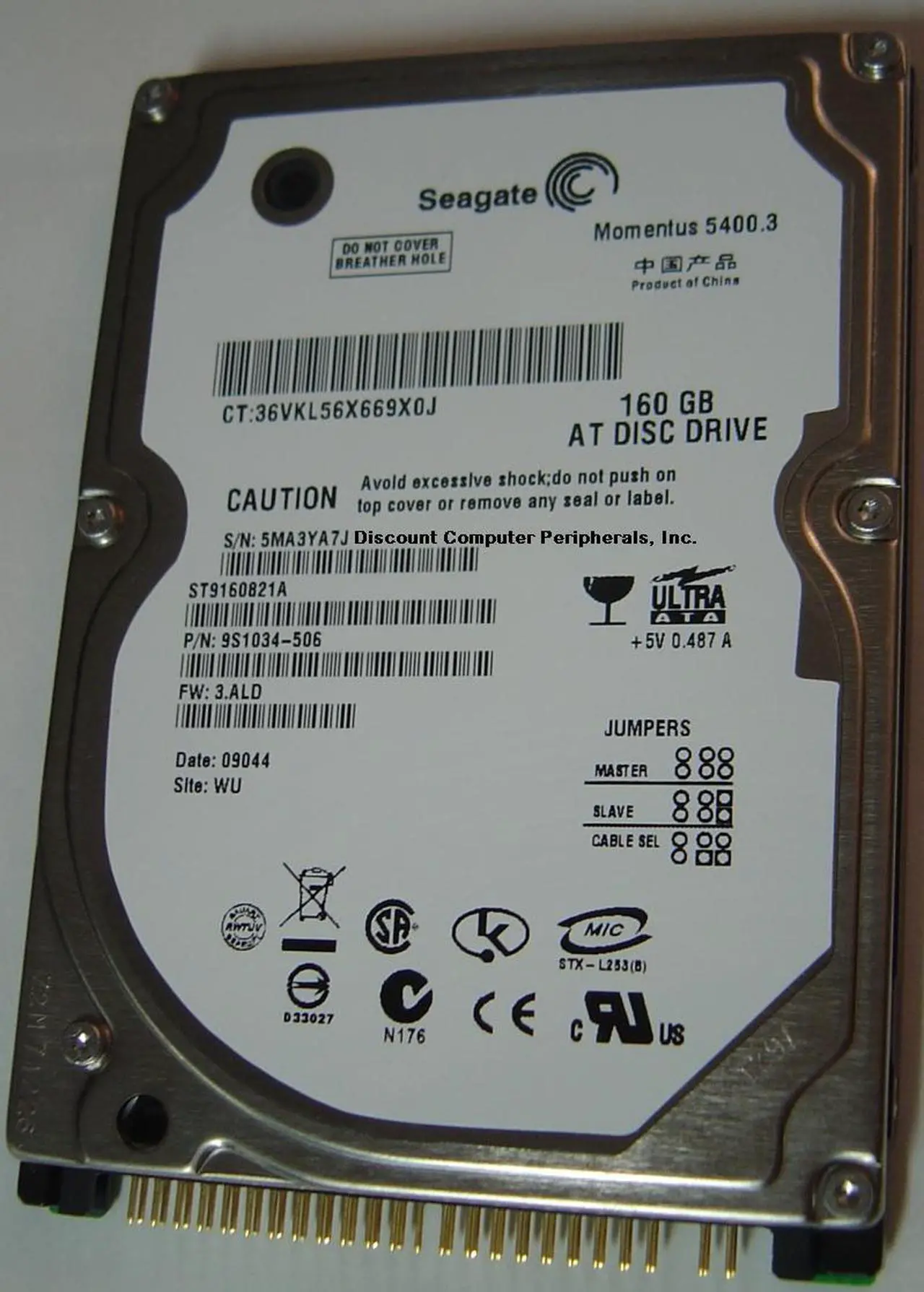 Seagate Momentus 5400.3 ST9160821A 160GB 5400 RPM 8MB Cache IDE Ultra ...