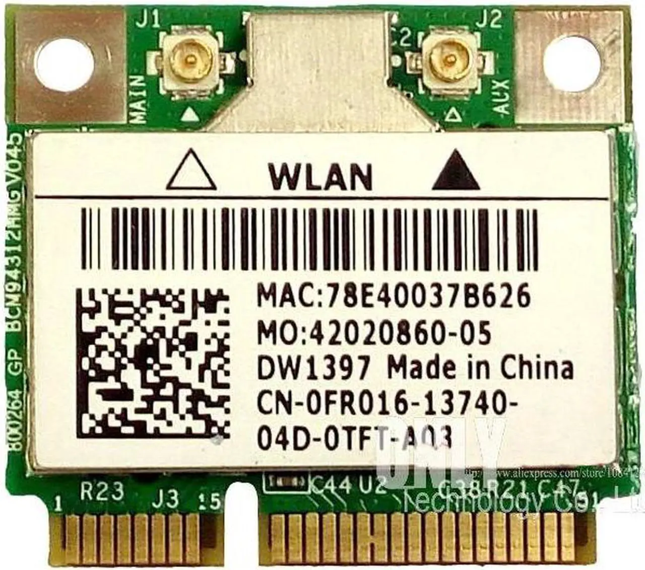 BCM94312HMG Dual band Wireless Wifi Half Mini pci-e card for DELL ...