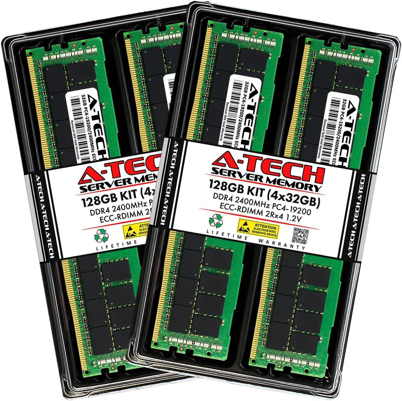 A-Tech 128GB (4x32GB) 2Rx4 PC4-19200R DDR4 2400 MHz ECC RDIMM ...