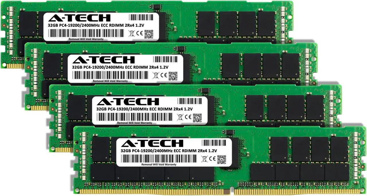 A-Tech 128GB (4x32GB) 2Rx4 PC4-19200R DDR4 2400 MHz ECC RDIMM ...