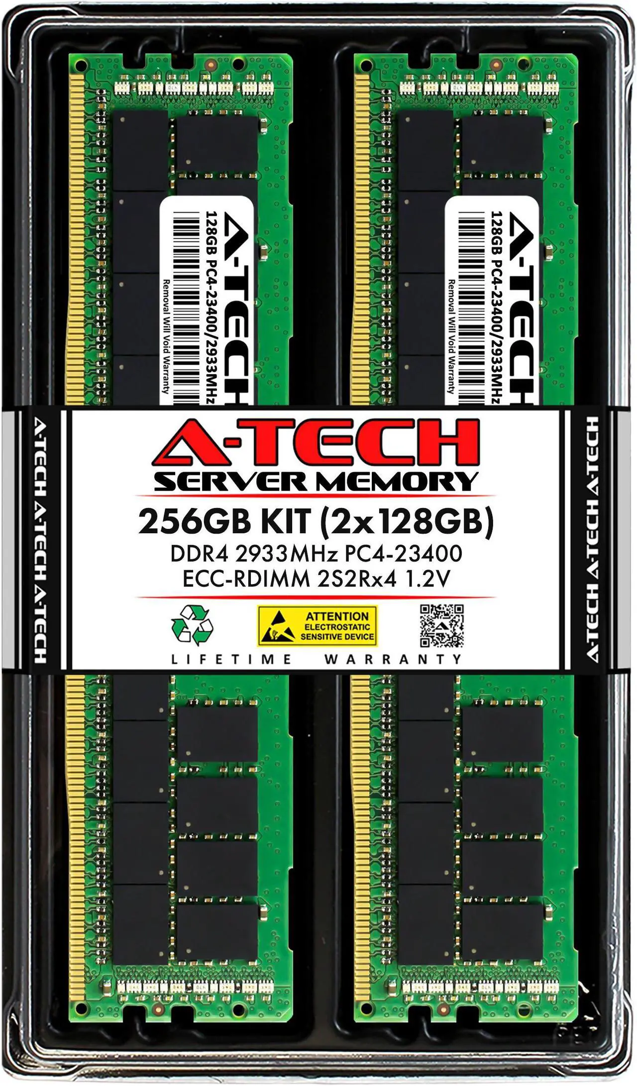 A-Tech 256GB (2x128GB) 2S2Rx4 (4Rx4 3DS) PC4-23400R DDR4 2933 MHz ECC ...