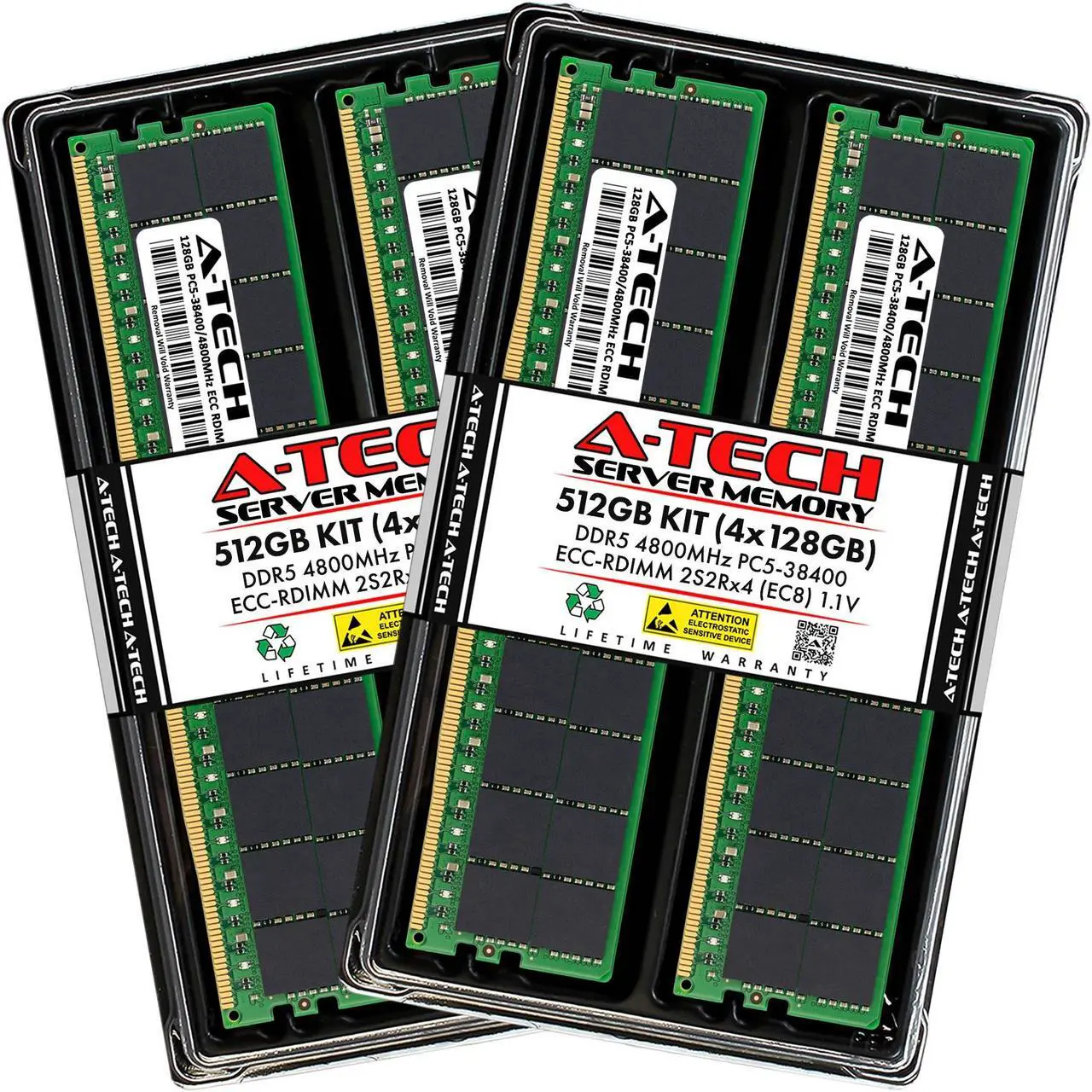 A-Tech 512GB (4x128GB) 2S2Rx4 (4Rx4 3DS) PC5-38400R DDR5 4800 MHz EC8 ...