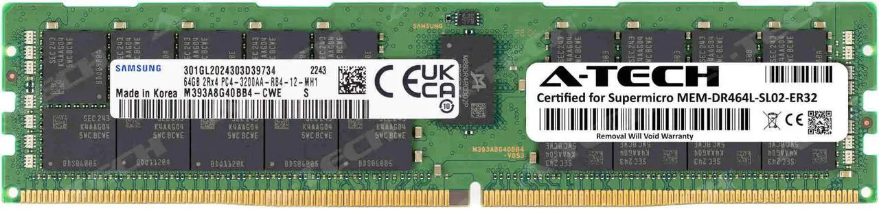 Supermicro Certified MEM-DR464L-SL02-ER32 | Samsung M393A8G40BB4-CWE ...