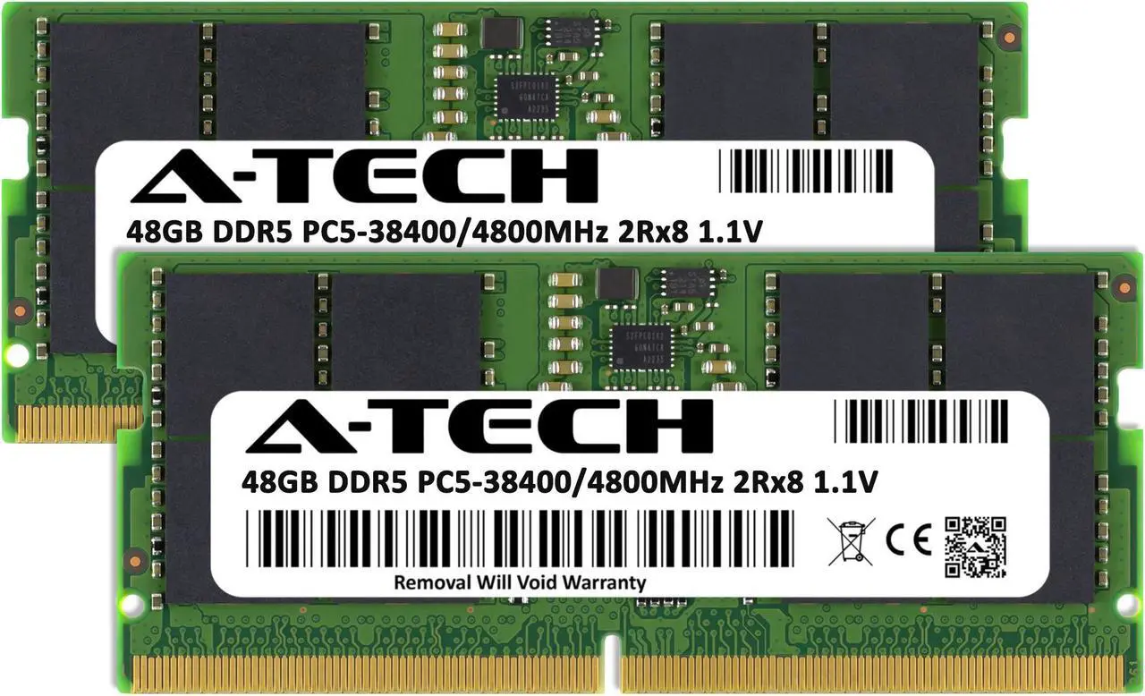 A-Tech 96GB (2x48GB) DDR5 4800MHz SODIMM PC5-38400 Non-ECC Unbuffered ...