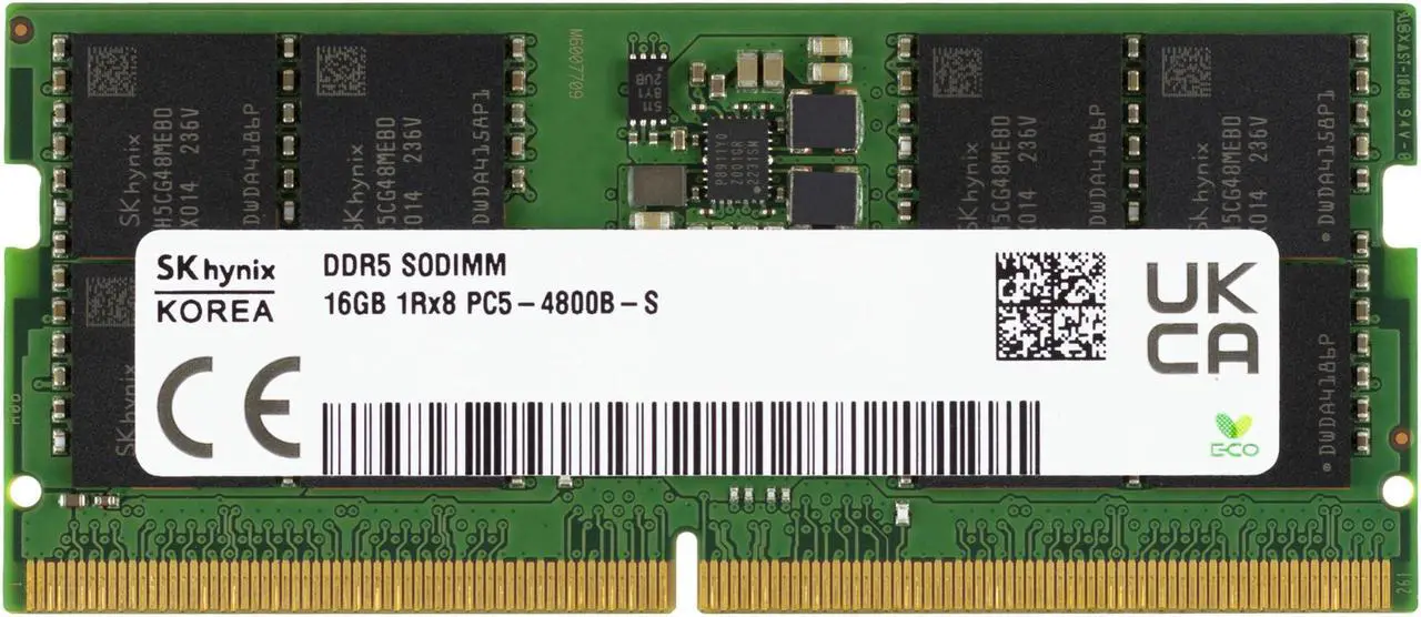 SK Hynix HMCG78MEBSA 16GB 1Rx8 PC5-38400 DDR5 4800MHz Non-ECC Unbuffered SODIMM 262-Pin Laptop ...