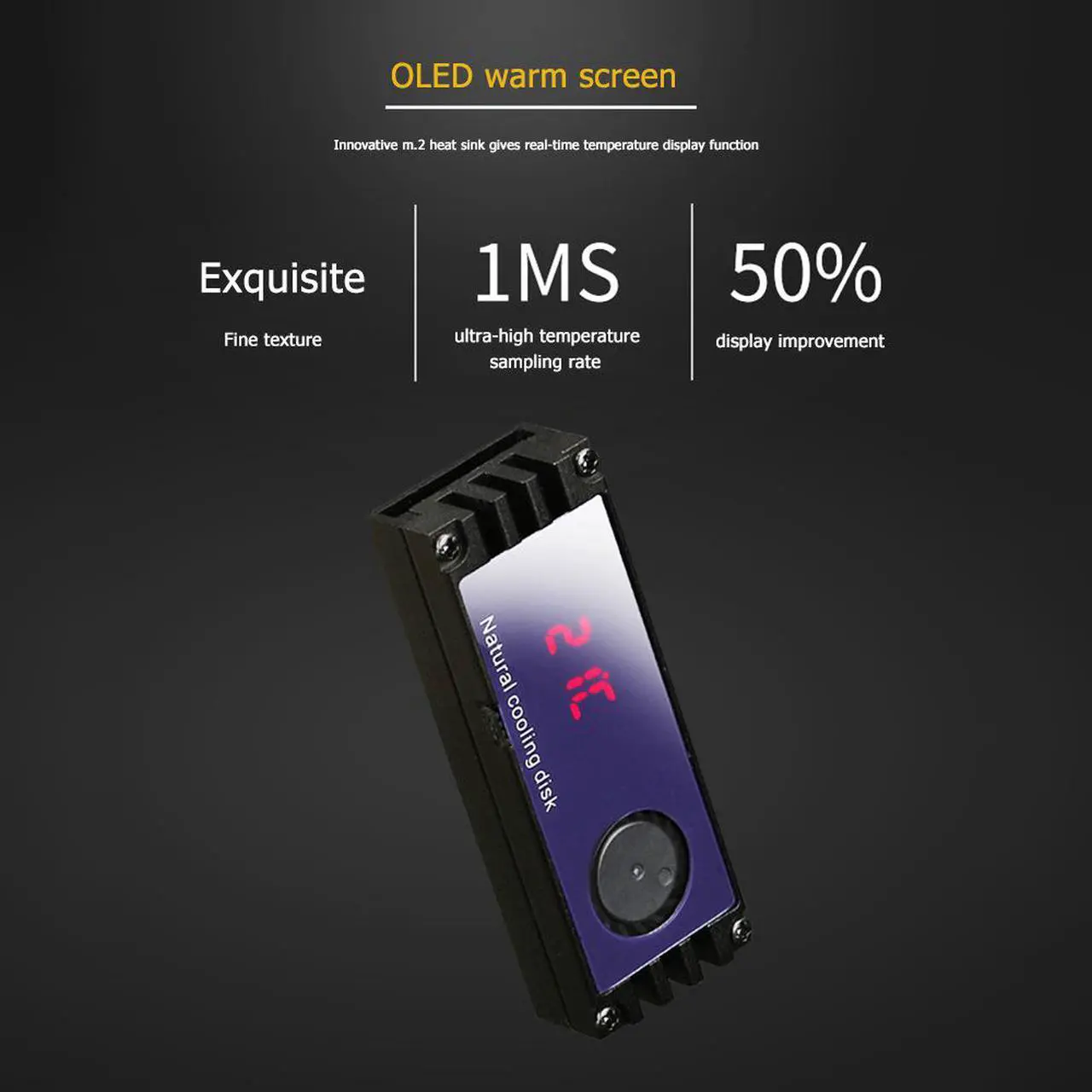 M.2 SSD Radiator with Temperature Display Aluminum Heatsink with ...
