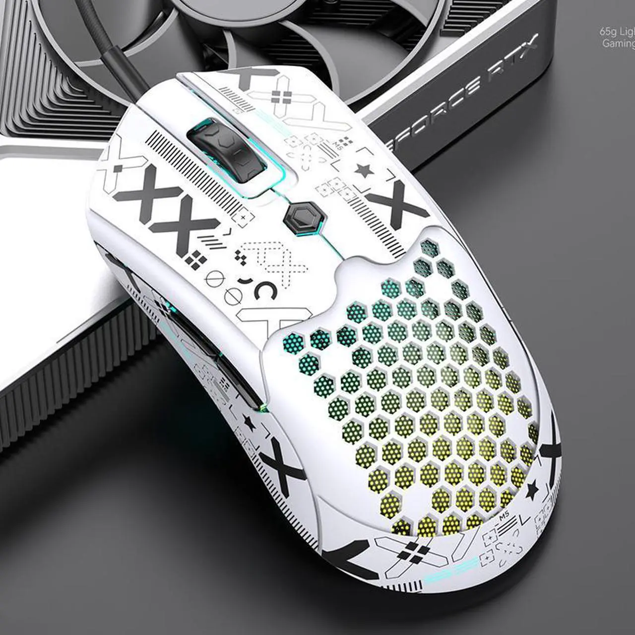 M5 RGB Lightweight Wired Gaming Mice 6 Gears 12000 DPI Pixart 3325 ...