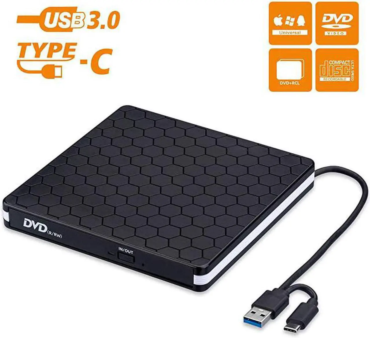 External DVD Drive USB 30 TypeC CD DVD +RW Optical Drive USB C Burner ...