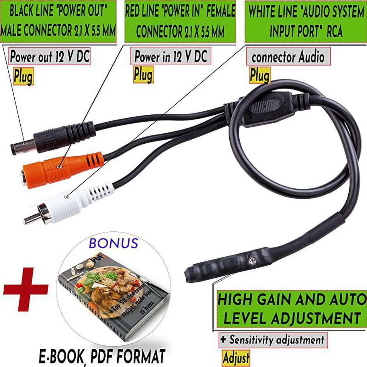 Microphone Outdoor Microphone for WiFi Security Camera IP Audio ...