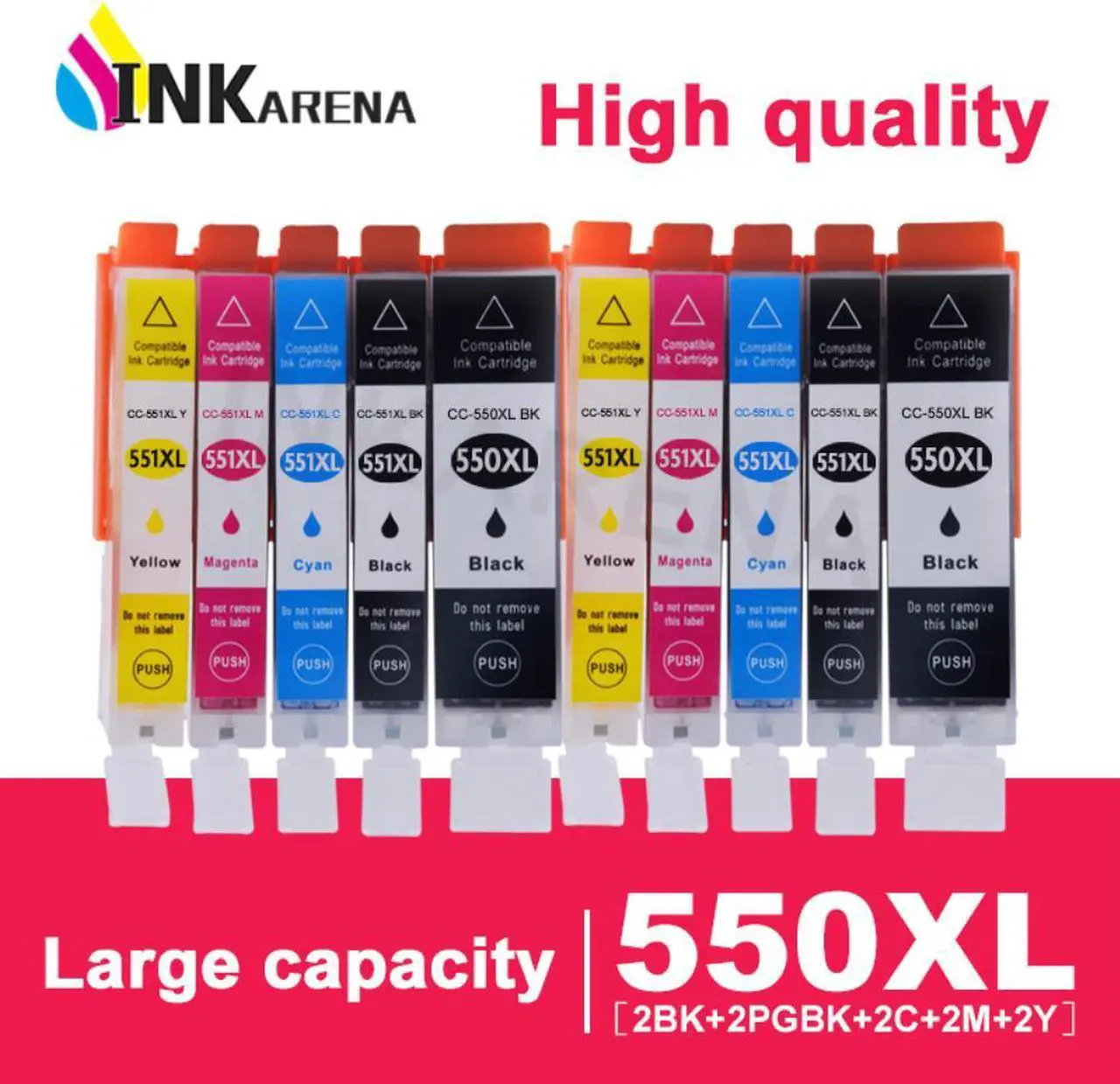 2 Set Compatible 550 551 XL Ink Cartridge for Canon PGI-550XL PGI550 ...