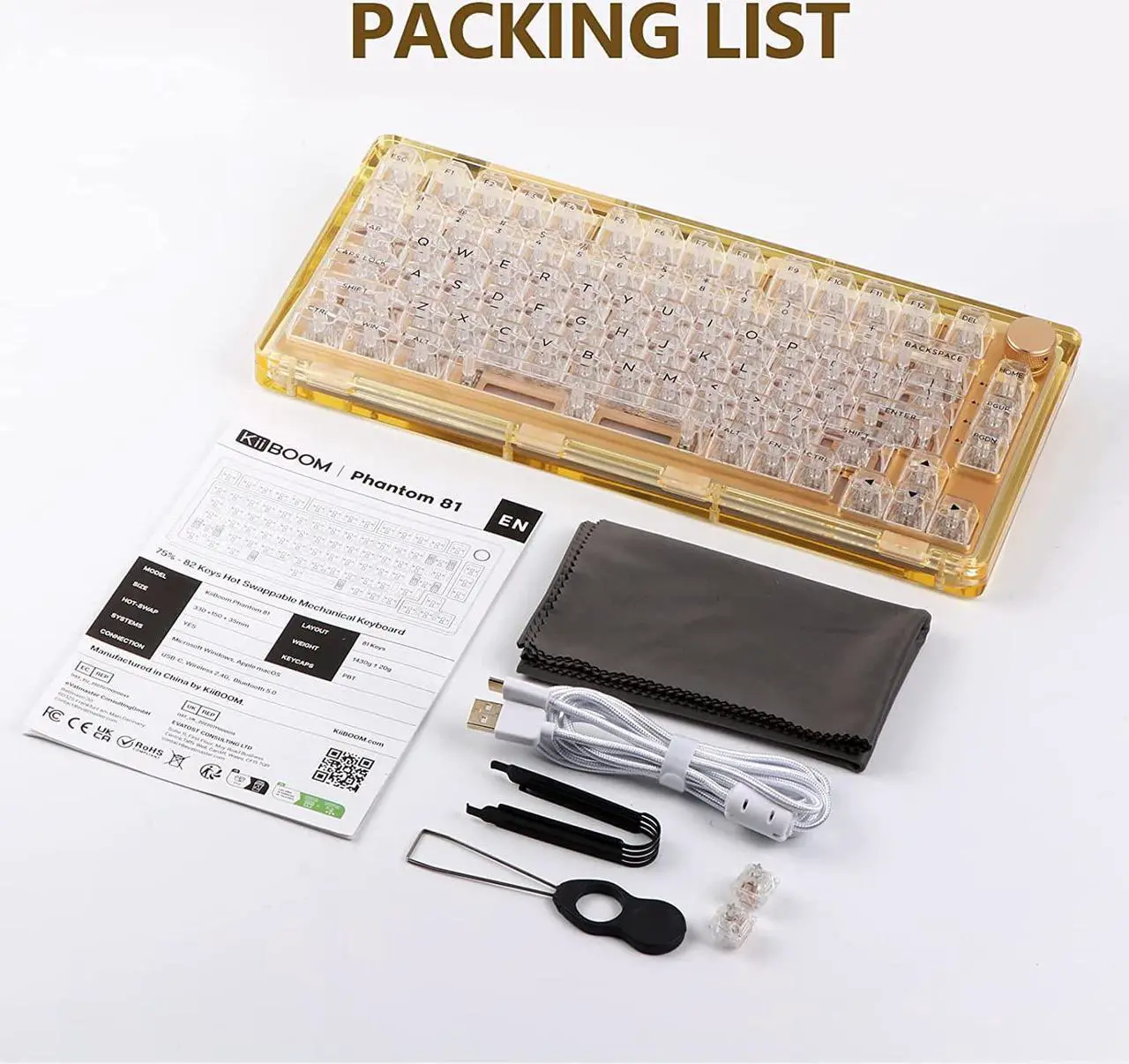 KiiBoom Phantom 81 75% Hot Swappable Gasket-Mounted Mechanical Keyboard ...