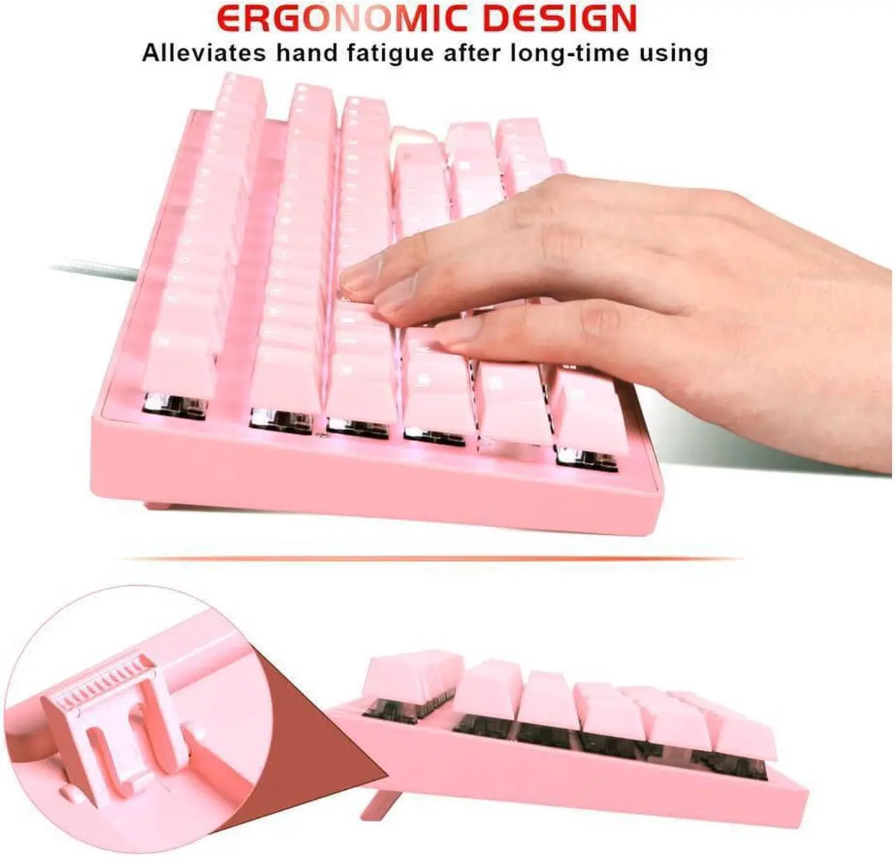 PC Mechanical Gaming Keyboard--Pink LED Backlight-Compact Mechanical ...