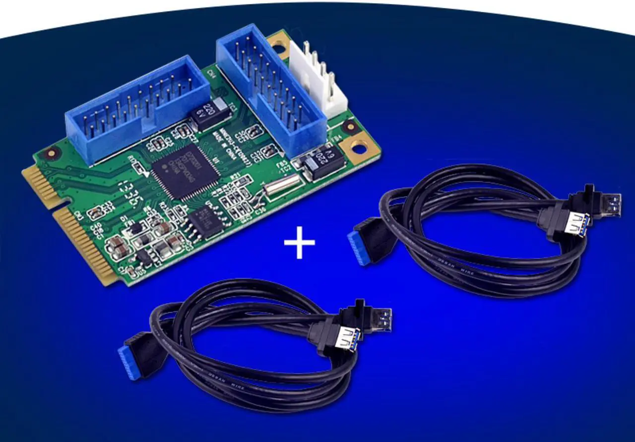 4 Ports USB3.0 Mini PCIe Expansion Card Adapter 19pin Header Chipset ...