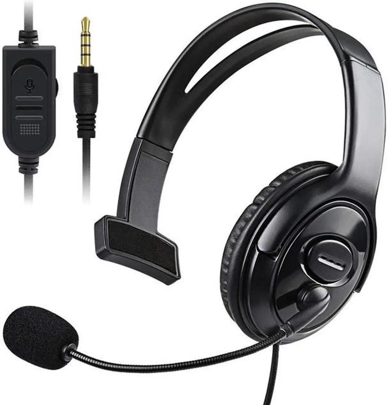 Call Center Gaming Headset 3.5mm Wired Mono PC Laptop Office Soft ...