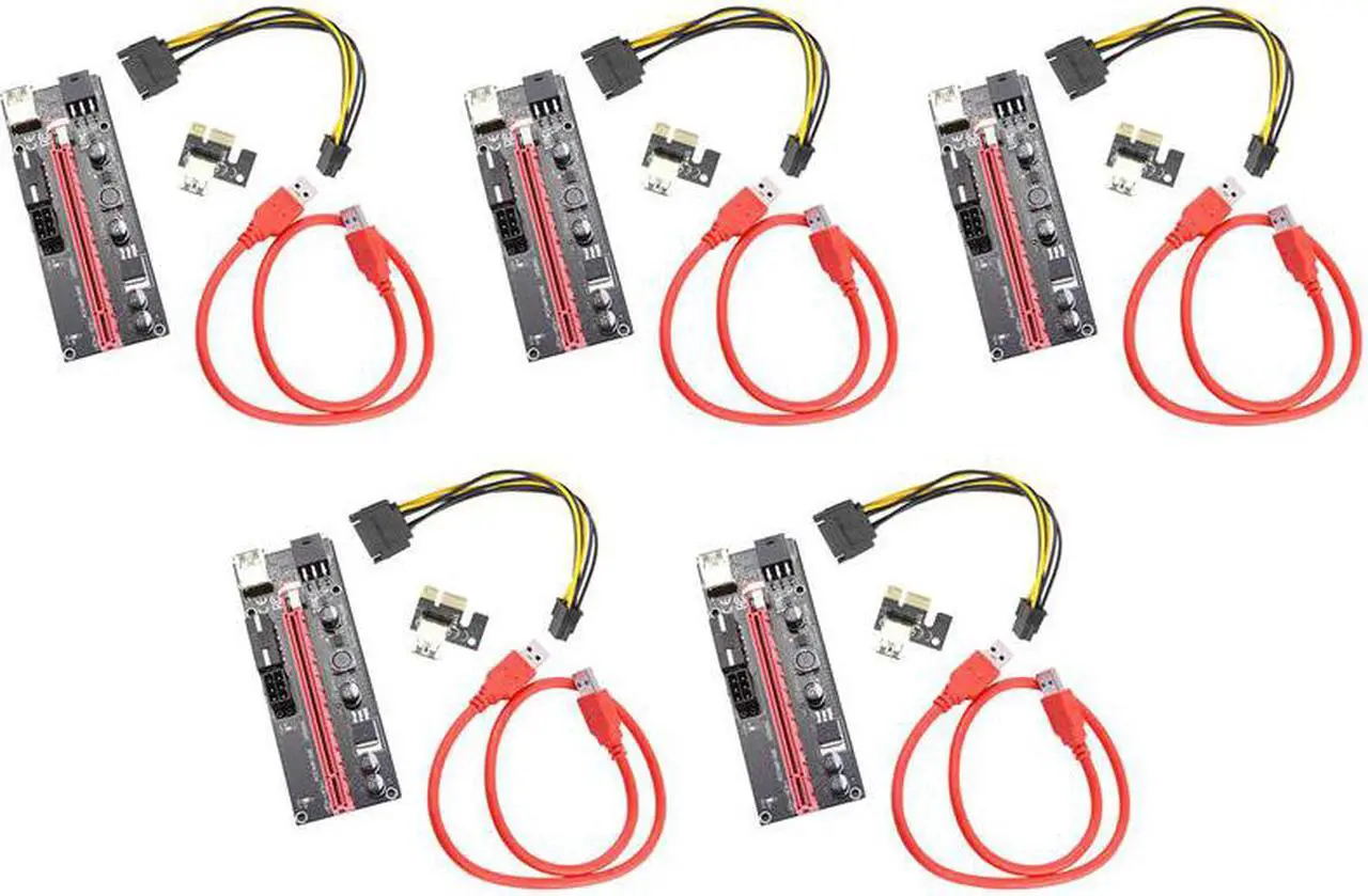 5X 60Cm Ver009s Pci-E Riser Card Pcie 1X To 16X Usb 3.0 Data Cable ...