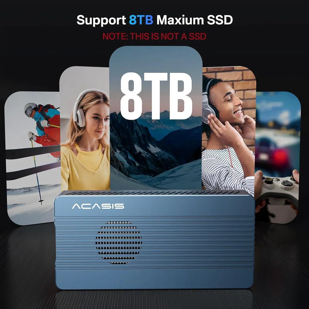 ACASIS 40Gbps M.2 NVMe SSD Enclosure with Built-in Cooling Fan, Tool ...