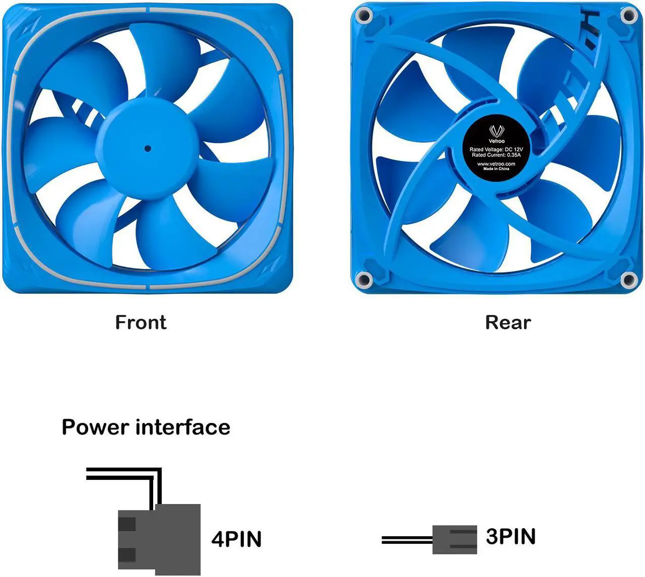 Vetroo DF120 120mm Case Fan White LED Lighting PC Cooling Fan Green Fan ...