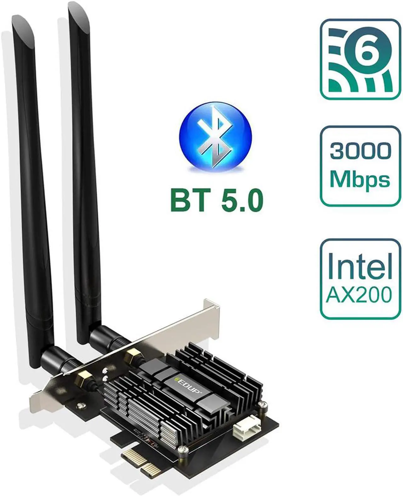 [Newest] WiFi 6 Card AX 3000Mbps PCIe Network Card AX200 802.11AX 2 ...