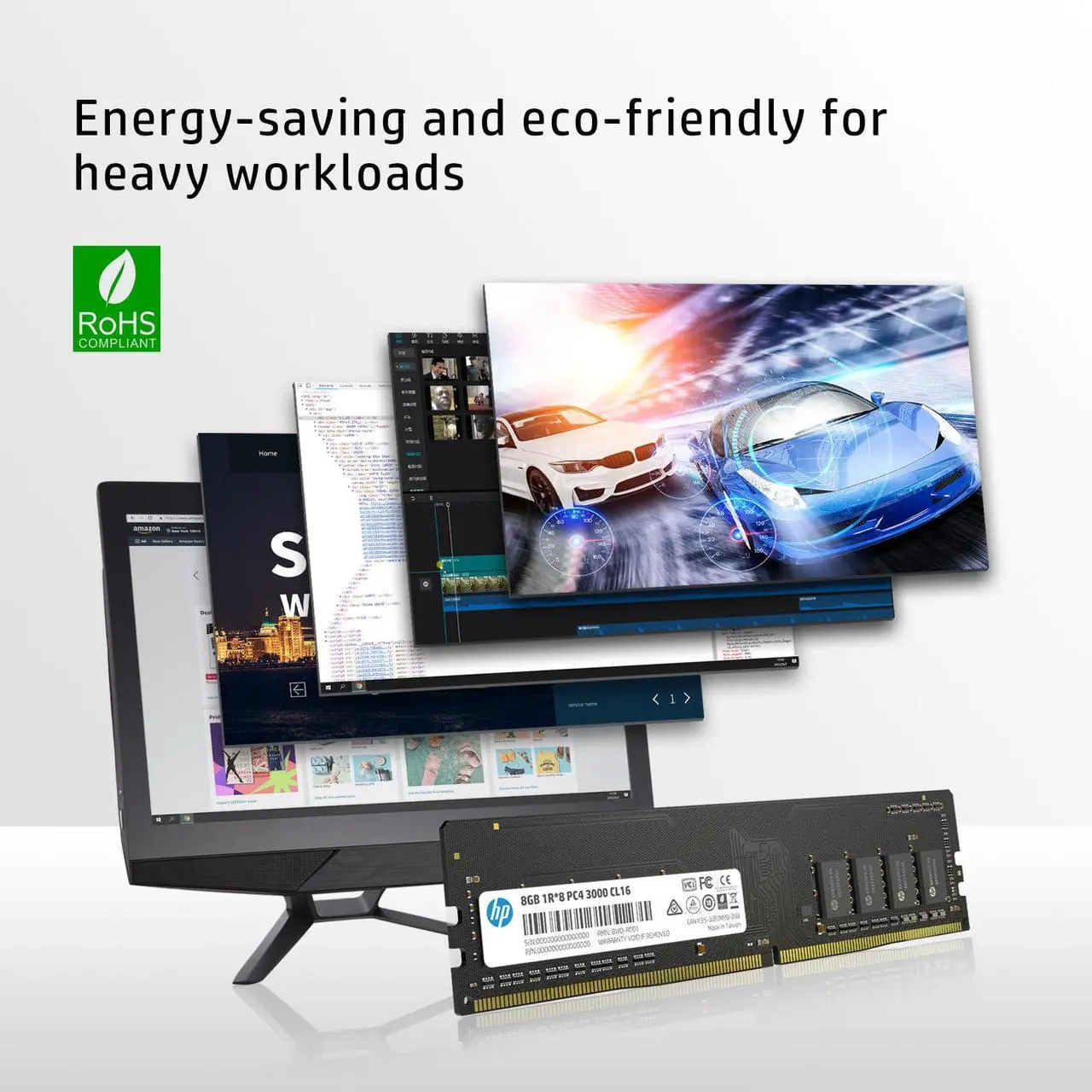 HP V2 8GB Single DDR4 RAM 3000MHz (PC4-24000) 288-Pin Computer Memory ...