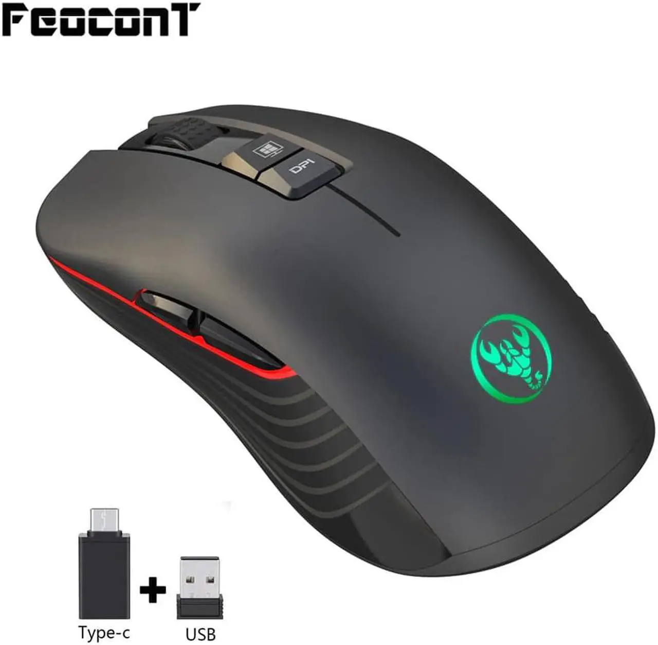 Mouse T30 7 Button 3600 DPI Rechargeable Mute Mouse With TYPE-C Apter ...