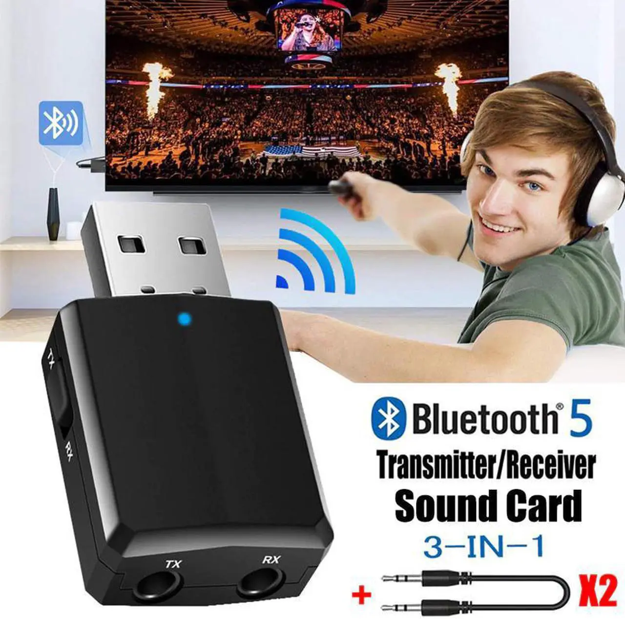 Bluetooth Receiver Transmitter Mini Stereo Bluetooth 5.0 Audio AUX RCA ...